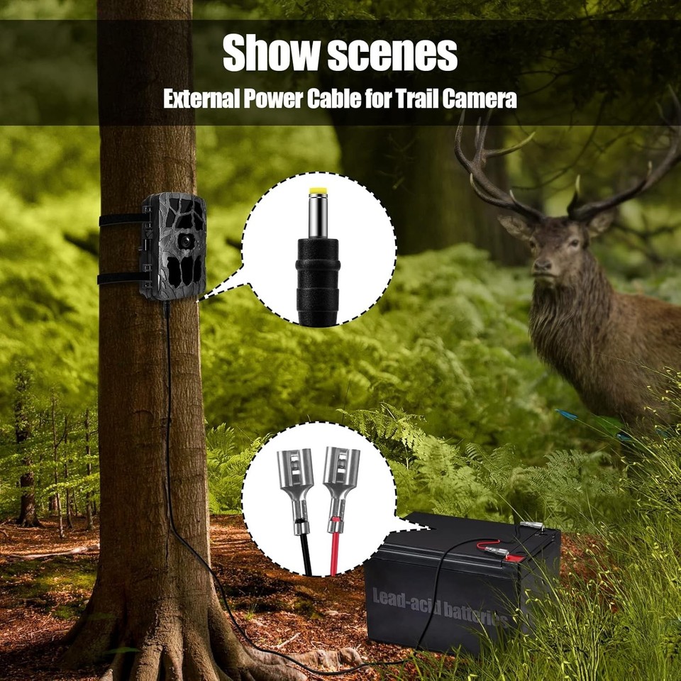 Trail Camera Power Cord 5.5x2.1mm DC External Cable for Spypoint ...