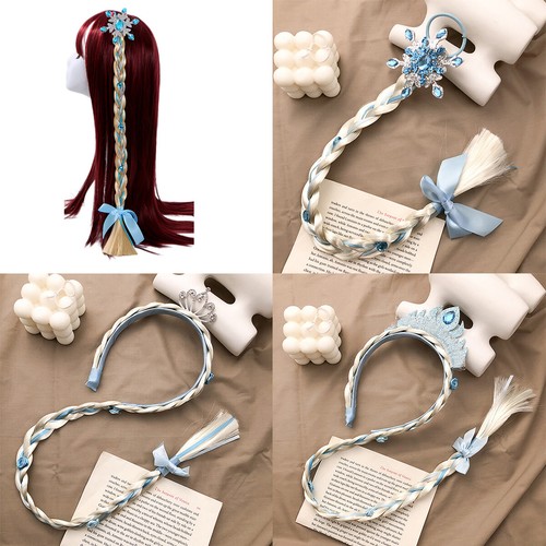 Wig Braid Princess Frozen Ponytail Elsa Hair Extension Crown Headband ...