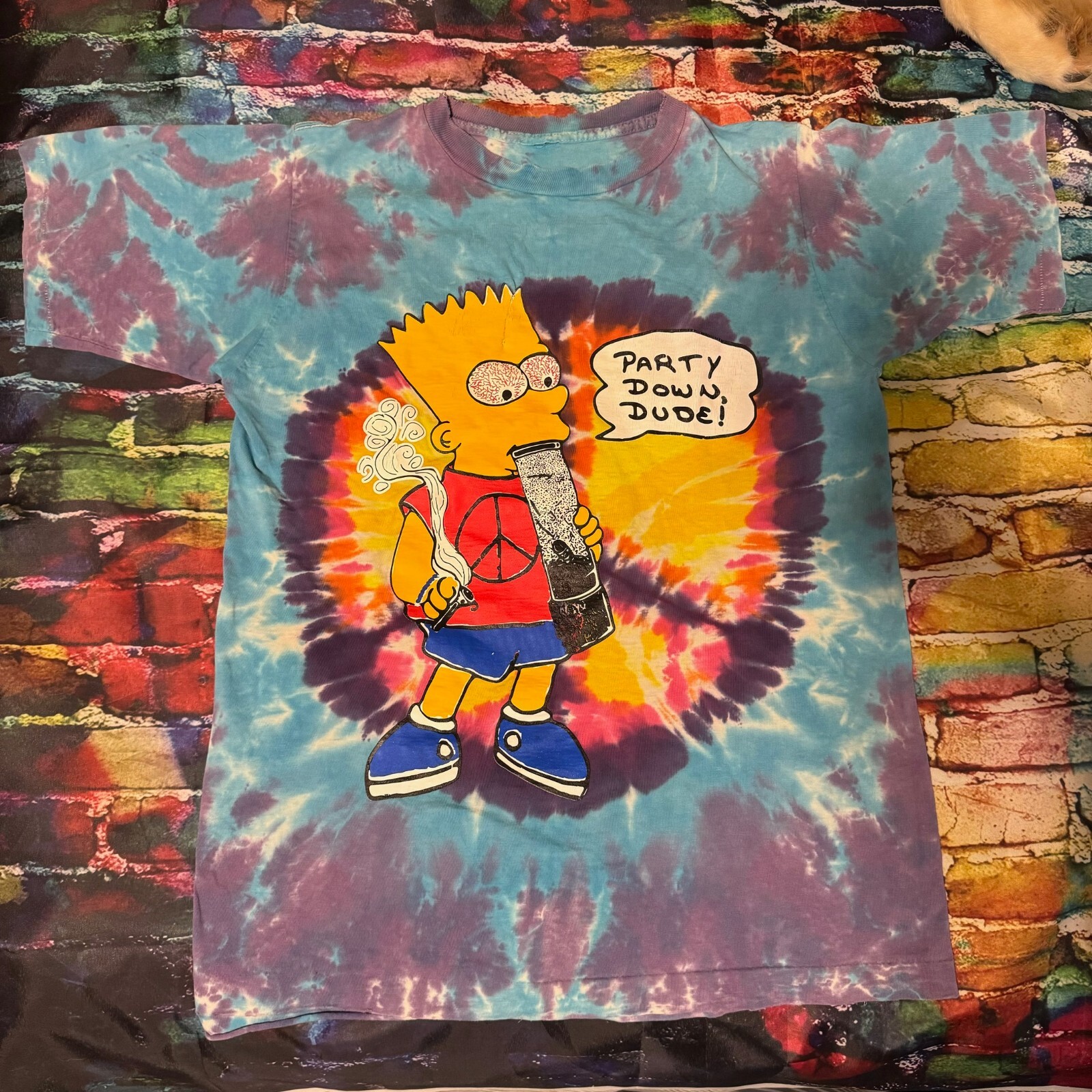 Vintage 90s Bootleg Bart Simpson Shirt Weed Bong 420… - Gem