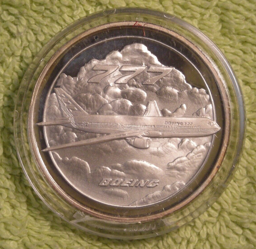 Boeing 777 company incentive program 1 oz silver round .999 fine 1993 ...