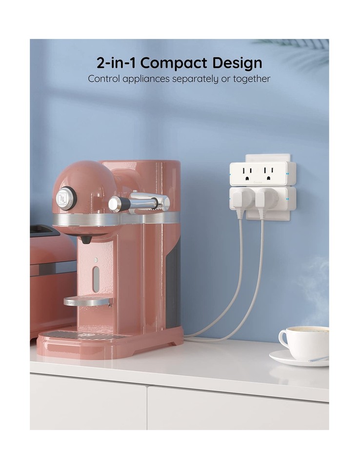 Govee Dual Smart Plug 2 Pack, 15A WiFi Bluetooth Outlet, Work with ...