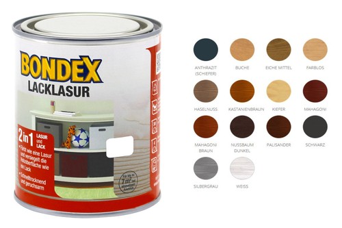 Bondex Lacklasur Möbellack 0,75L 2in1 Lack + Lasur für Holzmöbel ...