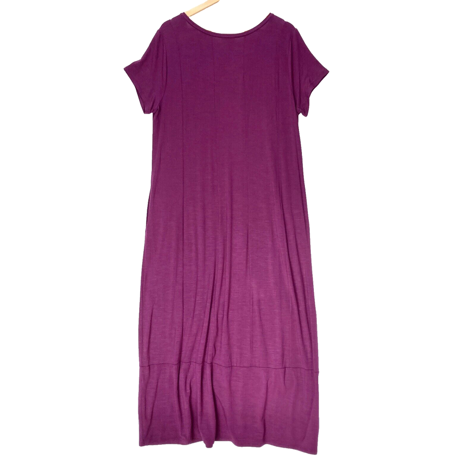 J Jill Dress Womens L Violet Red Maxi Cap Sleeve Casual Rayon Stretch ...