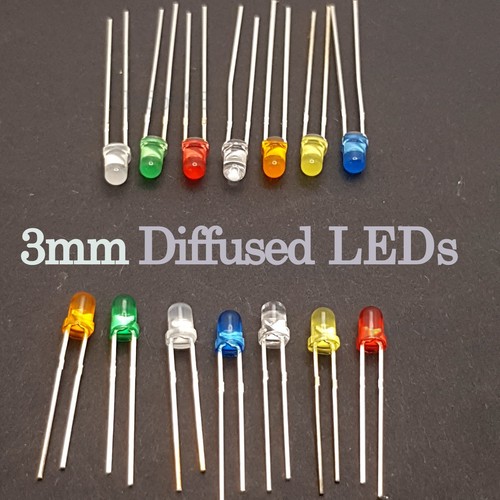 3mm Diffused LED Lights Short / Long Legs Various Colours Fogged ...