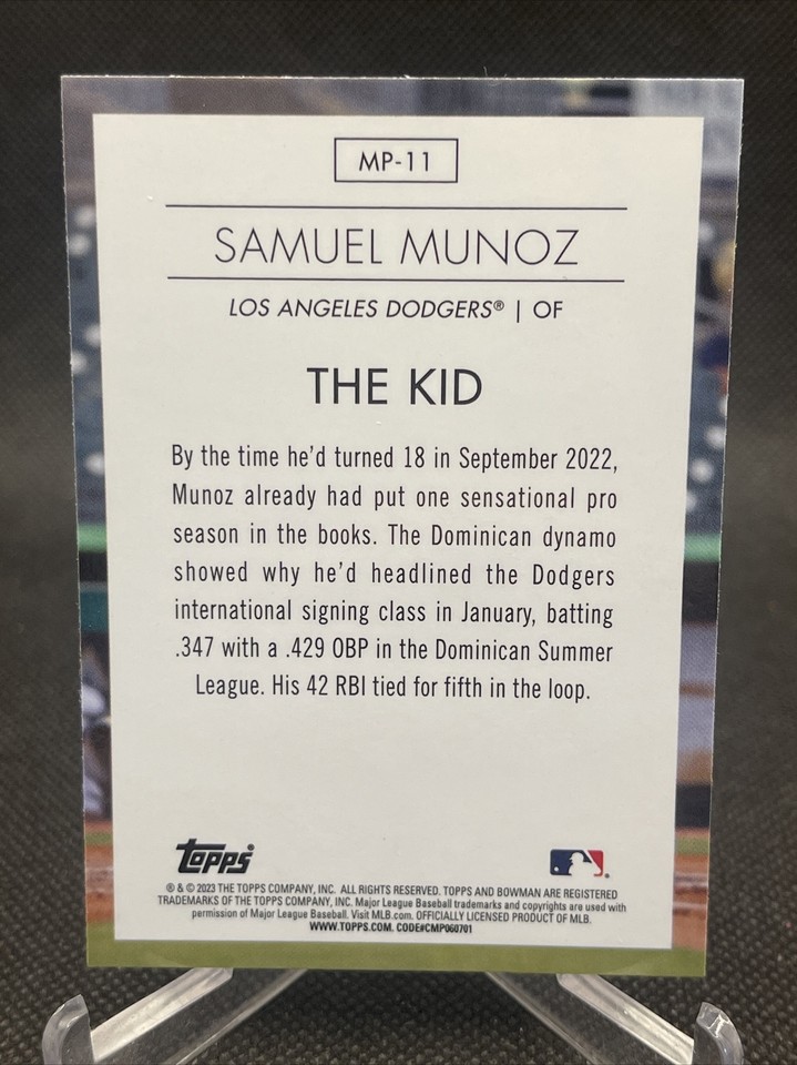 2023 Bowman MP-11 Samuel Munoz Dodgers Baseball Card | eBay
