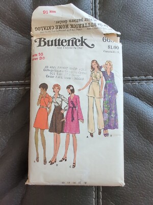 Butterick 1972 Sewing Pattern #6630 Dress Tunic Pants Size 16 Bust 38 ...