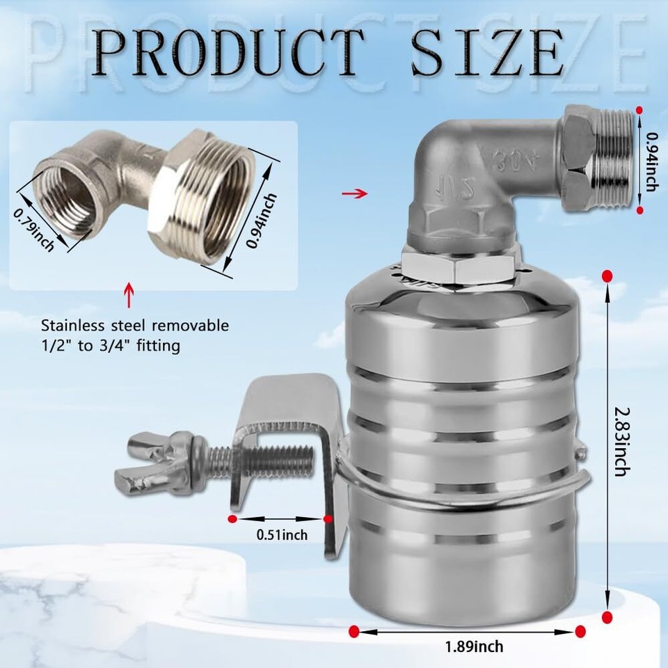 Stainless Steel Fully Automatic Water Level Control Float Valve for ...