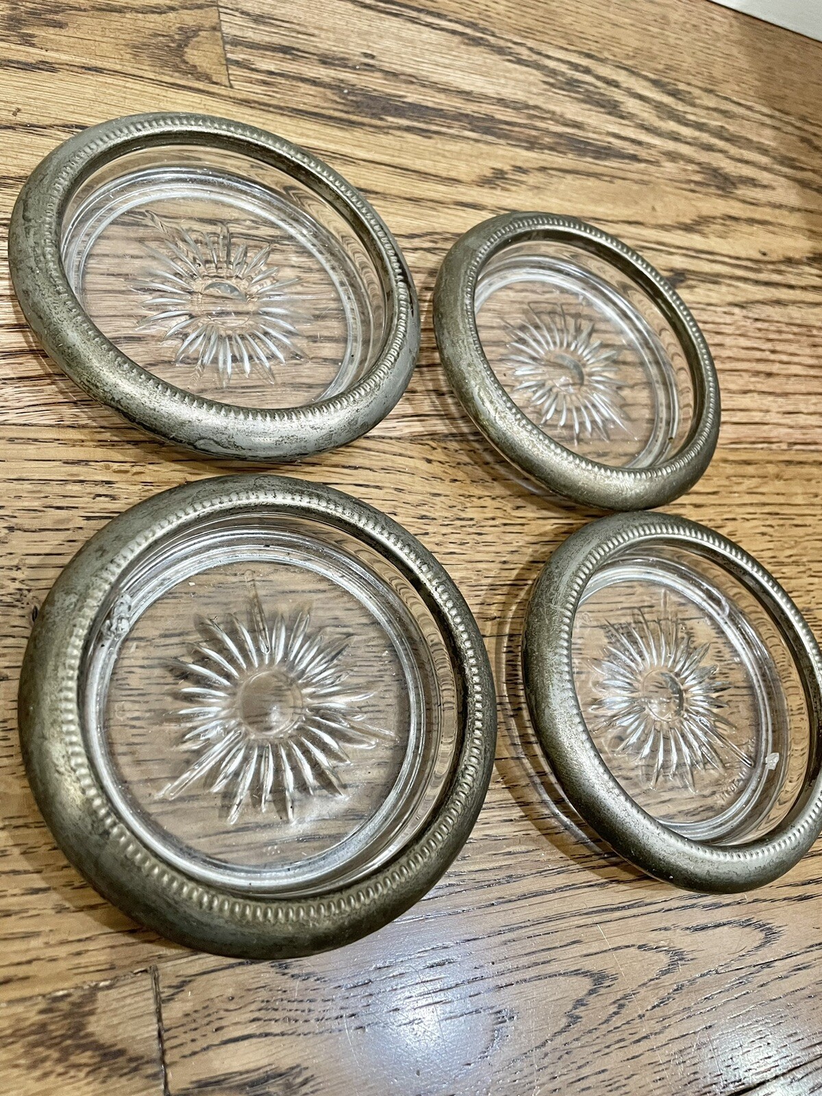 Set of 4 Vintage Italian Glass Drink Coasters with Metal Rims | eBay