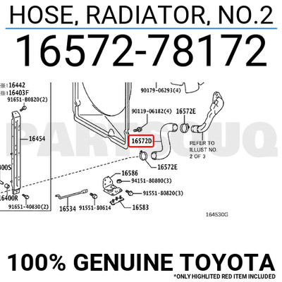 1657278172 Genuine Toyota HOSE, RADIATOR, NO.2 16572-78172 | eBay