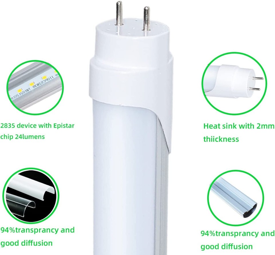 F15T8 LED Tube Light,120V AC/12V DC,18'' 7W Tube Light Bulb,5500K ...