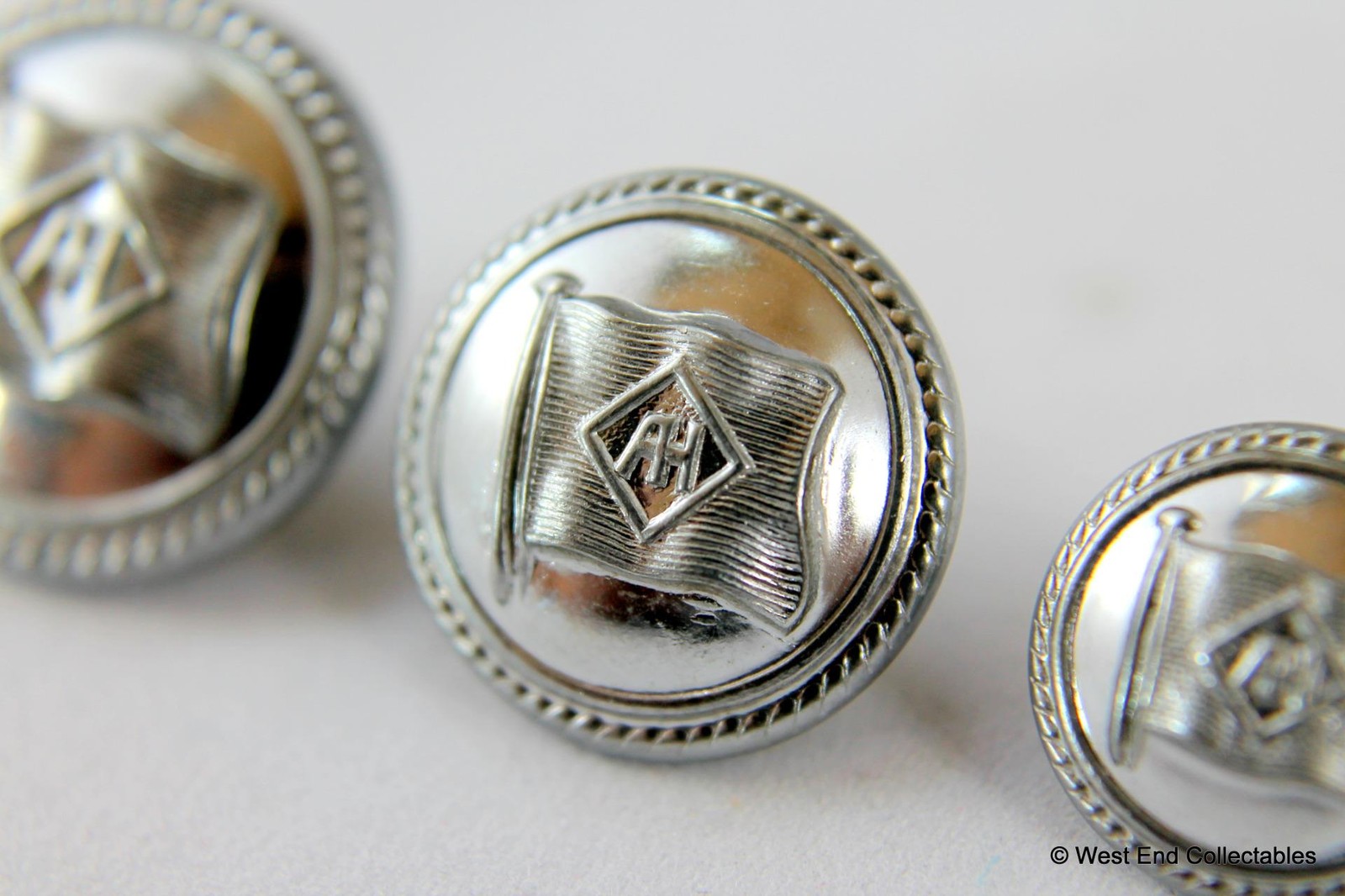 3 x Blue Funnel Shipping Line Badge Buttons - Alfred Holt Nautical Navy ...