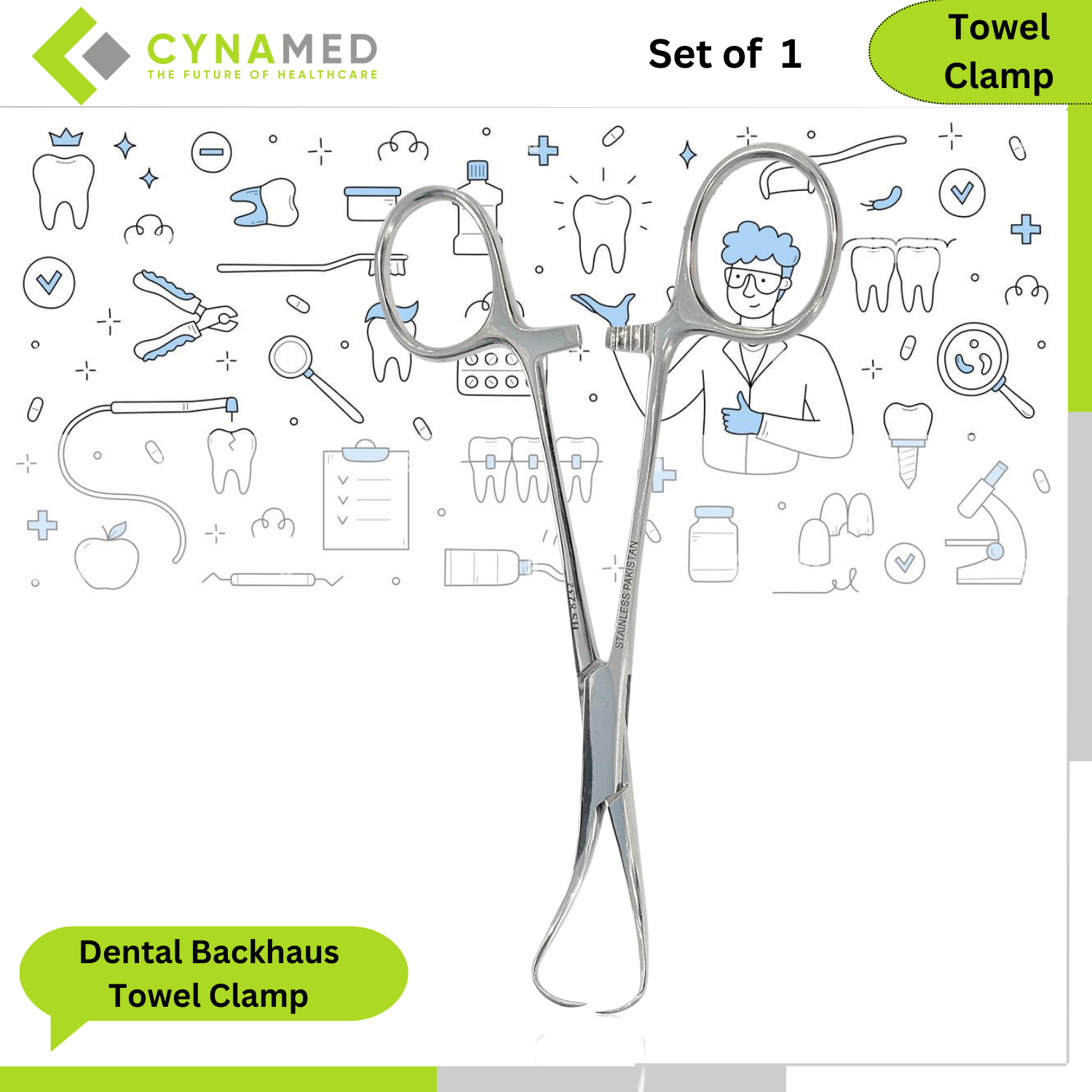 Cynamed Stainless Steel Premium Dental Backhaus Towel Clamp Surgical ...