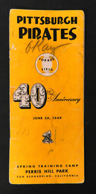 1949 Pittsburgh Pirates Spring Training Roster Media Guide | eBay