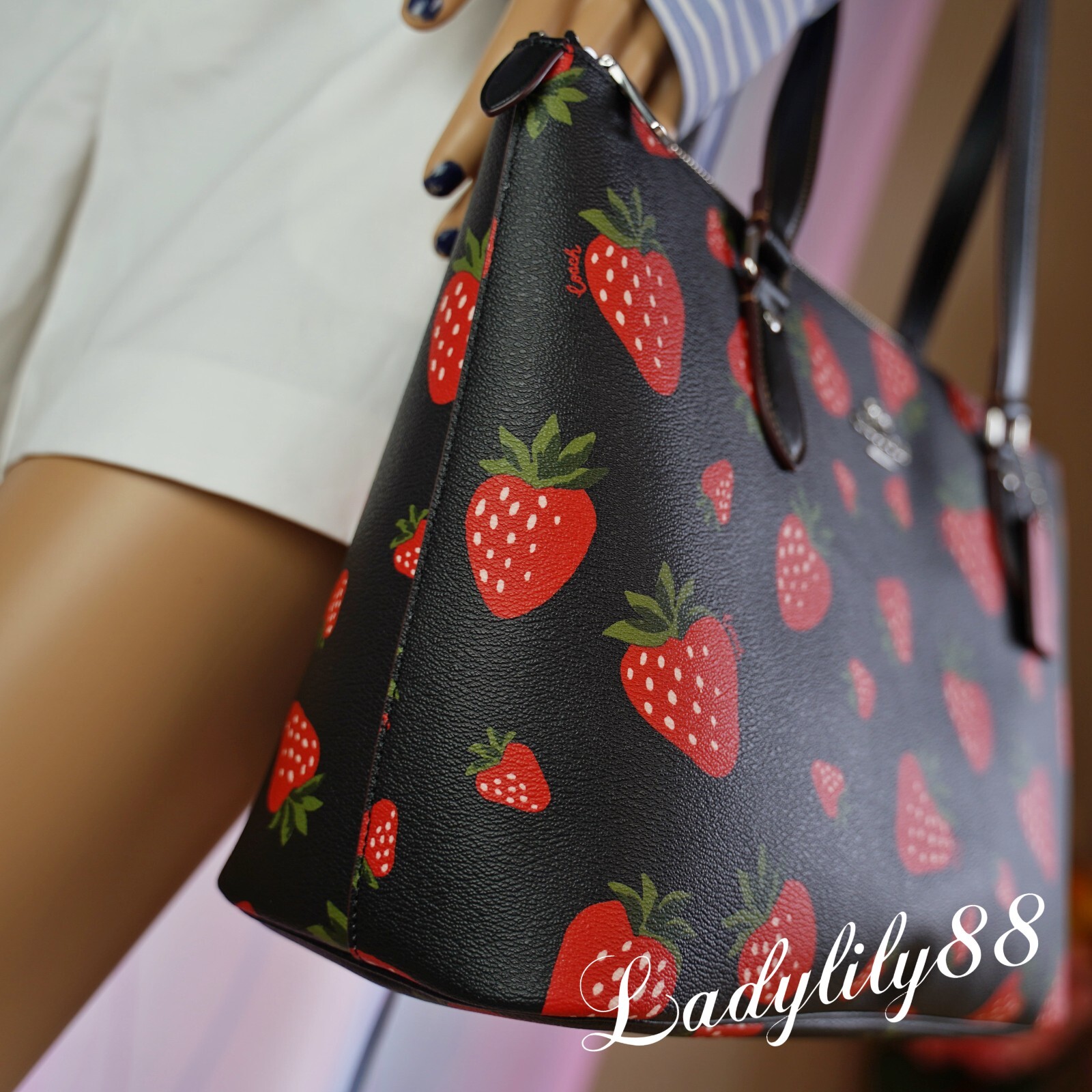 NWT Coach CH510 CH504 Gallery Tote In Signature Canvas/Wild Strawberry ...