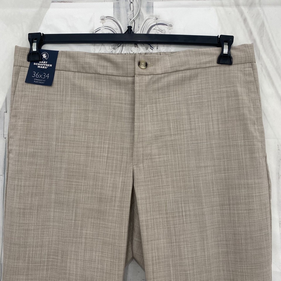Hart Schaffner Marx Pants 36 x 34 Beige Tan Dress Straight Flat ...