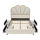 Queen Size Upholstered Smart Platform Bed Frame with 4 Drawer and Slats ...