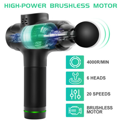 6 Heads Massage Gun Deep Tissue Massager Vibrating Percussion Relax ...