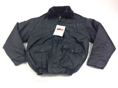 Mens Black Bomber Jacket D9 Longsleeve Solid Fleece Collar Comfort Zone ...