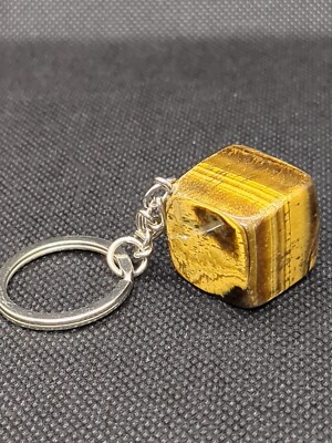 GENUINE CRYSTAL Tigers Eye Crystal Cube Keychain | eBay