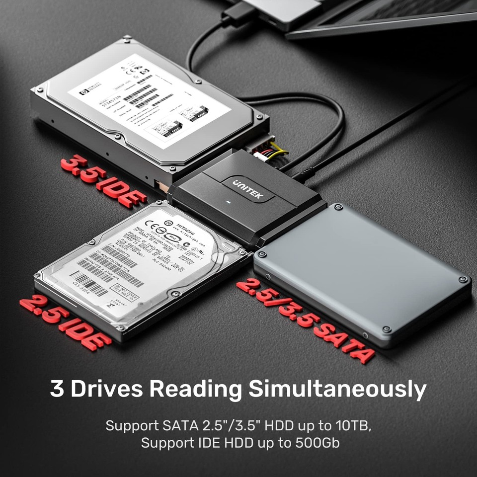 Unitek SATA/IDE to USB 3.0 Adapter, IDE Hard Drive Adapter Kit Recovery ...