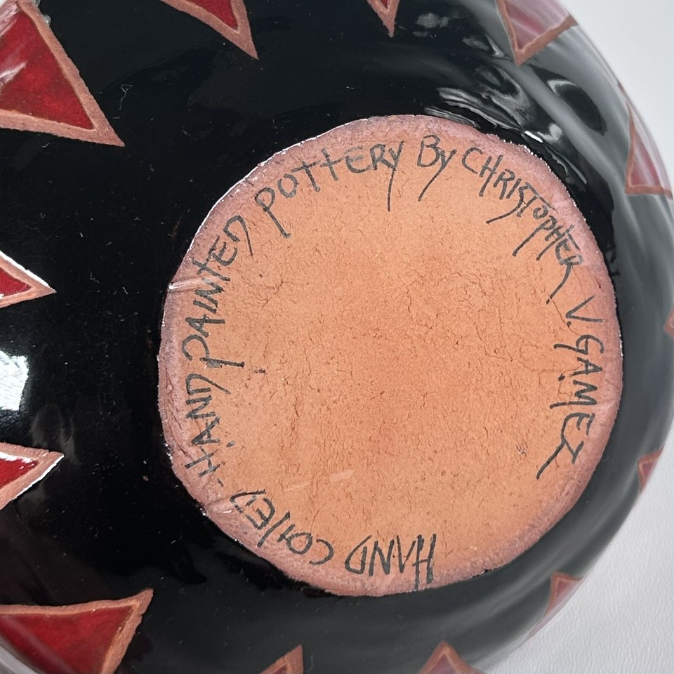 Vintage Studio Pottery Vase Handpainted/Coiled by Christopher V. Gamez ...