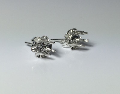 Two Round Sterling Silver Buttercup Style Pre-Notched Earring Settings ...