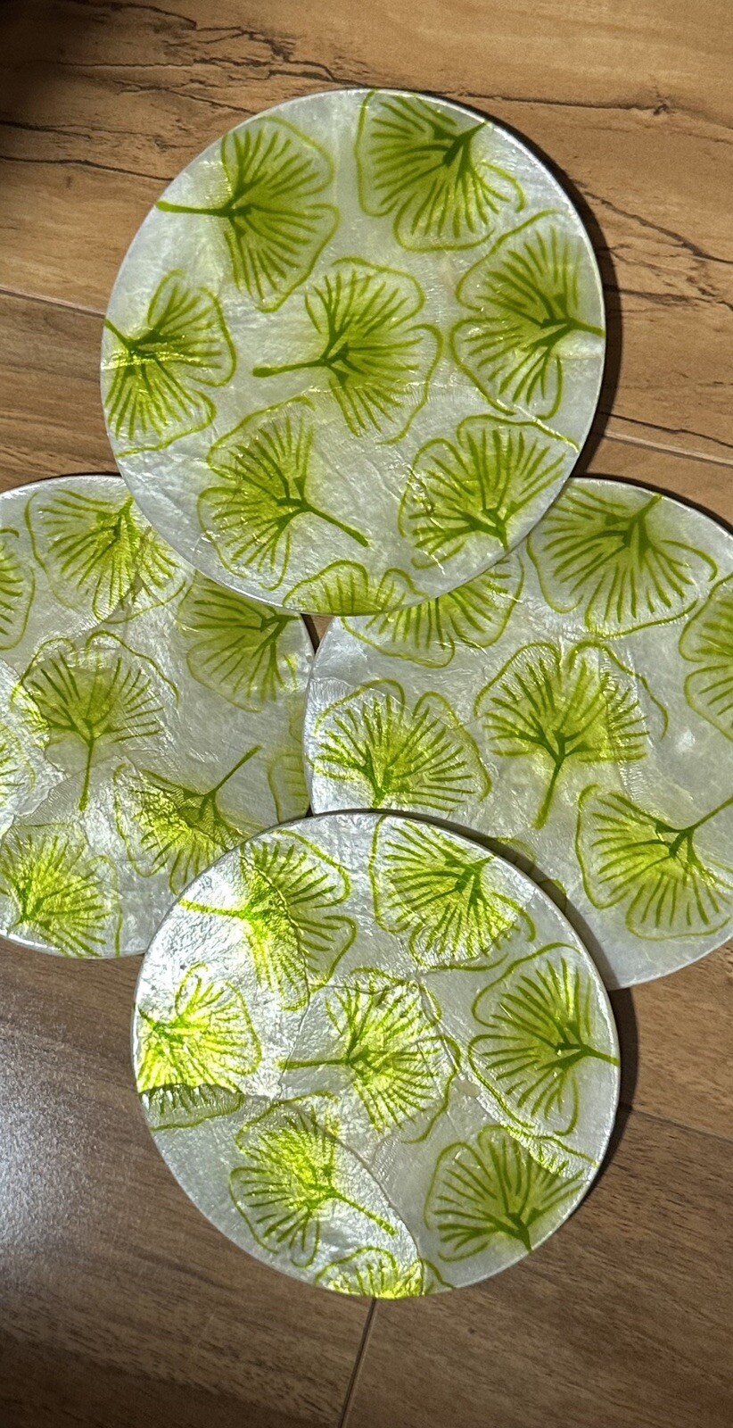 CAPIZ SHELL COASTERS SET of 4 Reversible | eBay