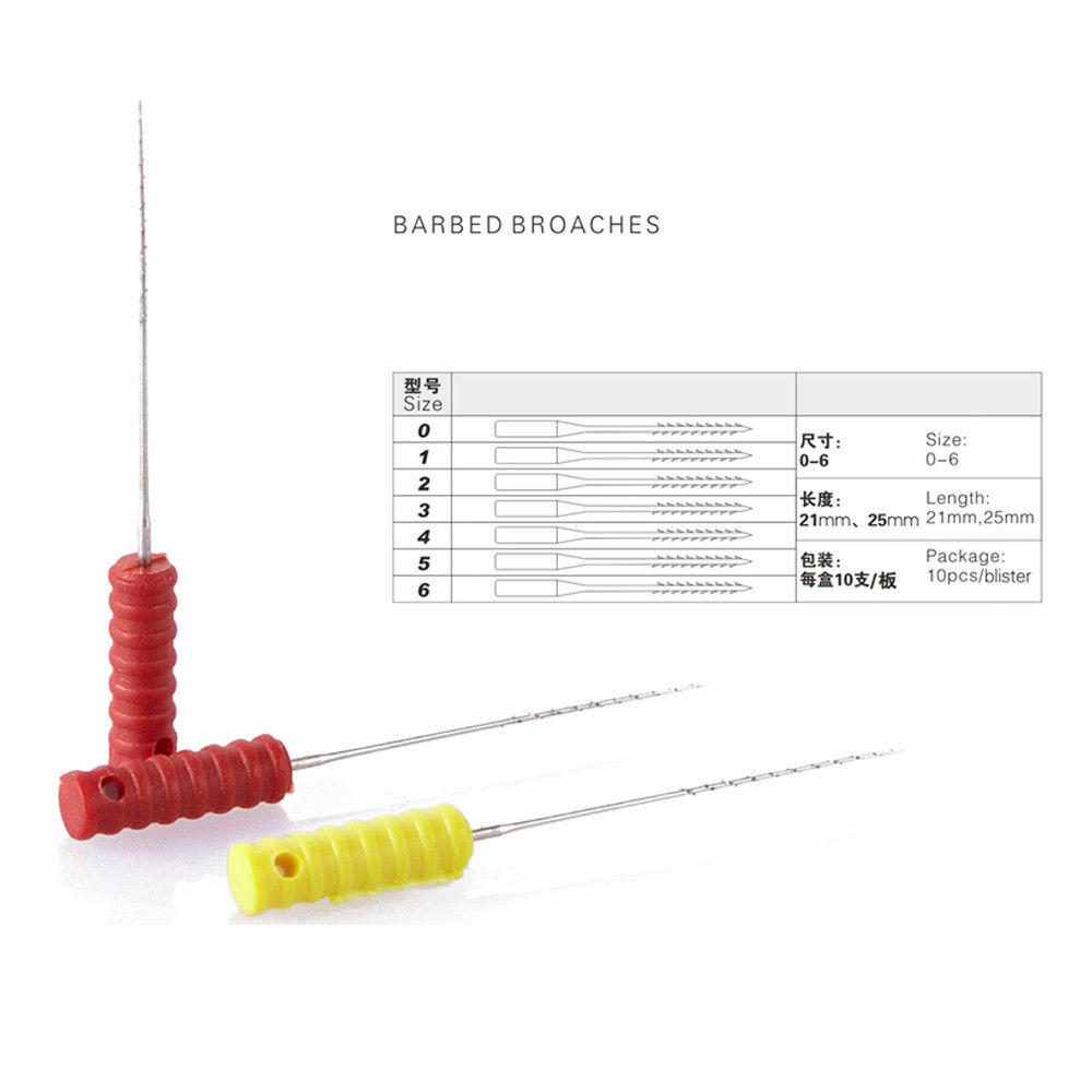 Dental Stainless Steel Nerve Barbed Broaches Root Canal Needles Files ...