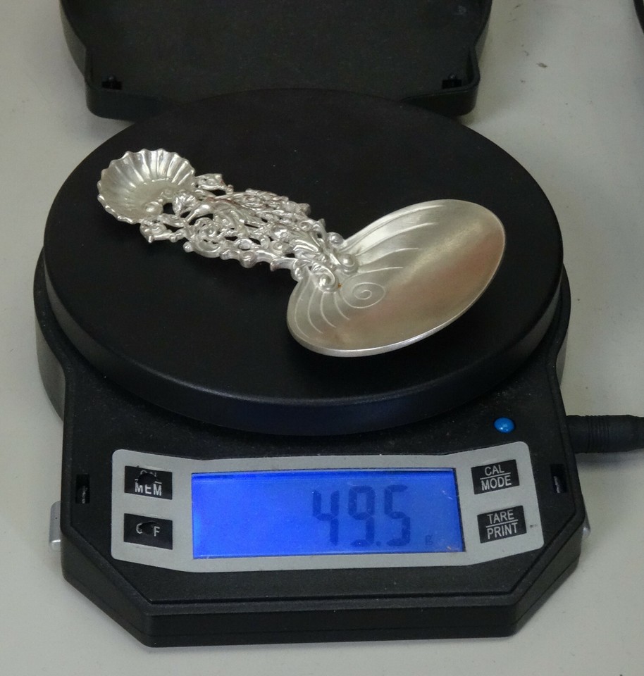 ANTIQUE GORHAM STERLING SILVER MERMAID with SHELL ON TOP BON BON SPOON ...