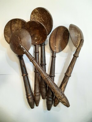 Coconut Shell Spoons Natural Durable Reusable Utensils Kitchen Curry ...