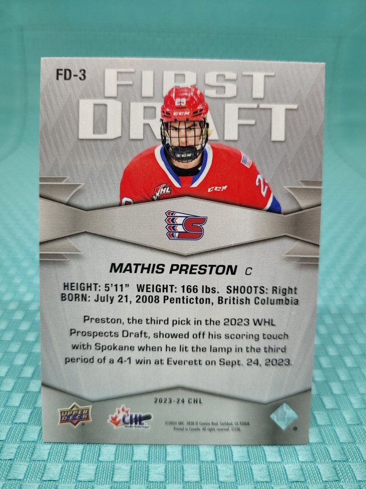 2023-24 Upper Deck CHL First Draft Mathis Preston FD-3 | eBay