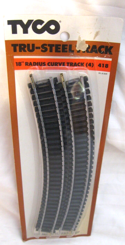 Tyco HO Scale Tru-Steel 18" Radius Curve 4-Piece Track #418 | eBay