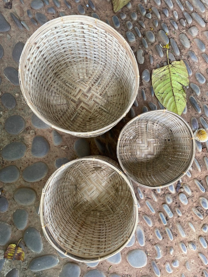 Handmade Set of 3 Eco-Friendly Baskets for Plants and Trash – Natural Elegance | eBay