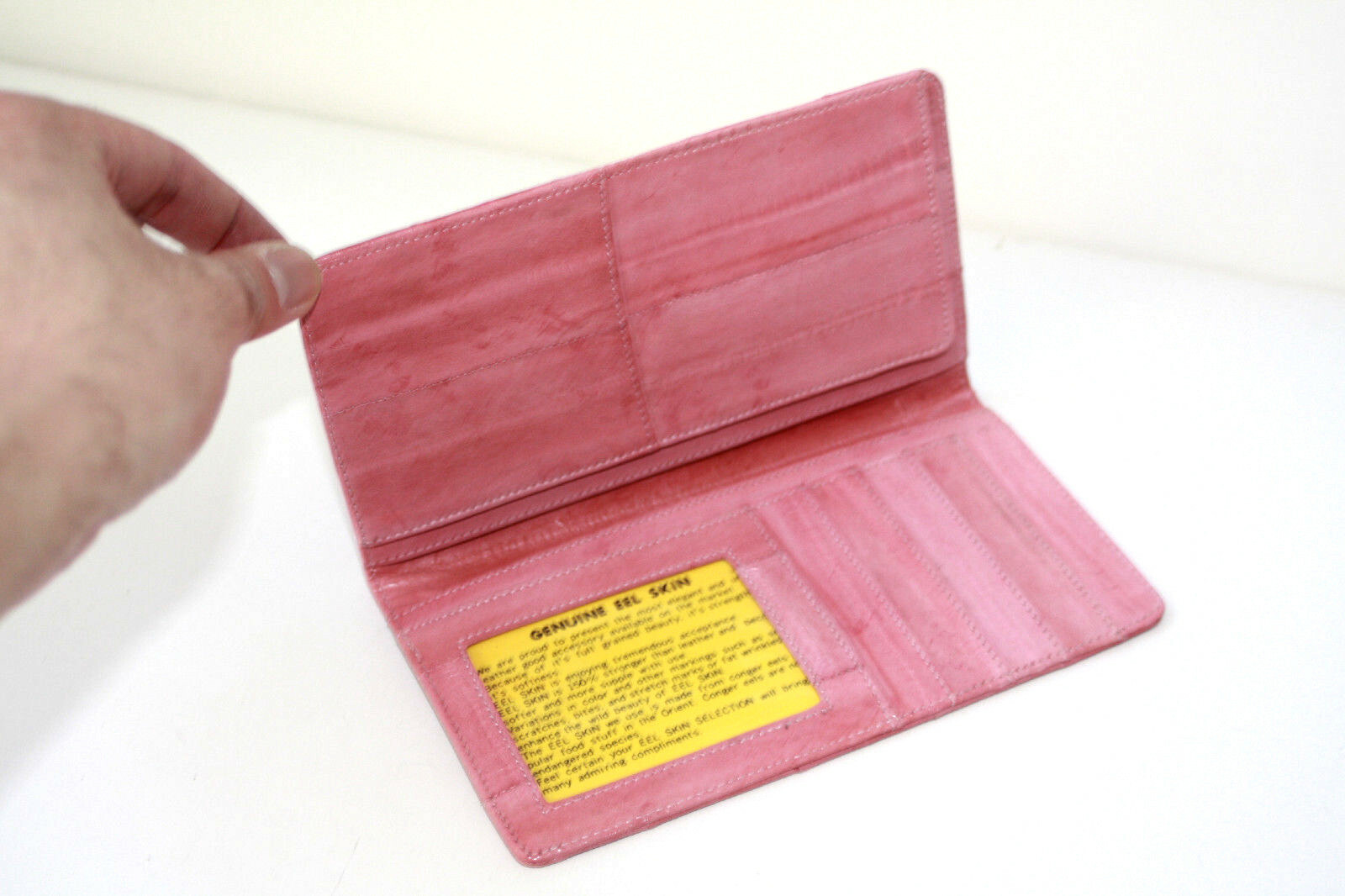 EEL SKIN LEATHER CHECKBOOK CASE COVER SECRETARY WALLET CLUTCH ID CARD ...