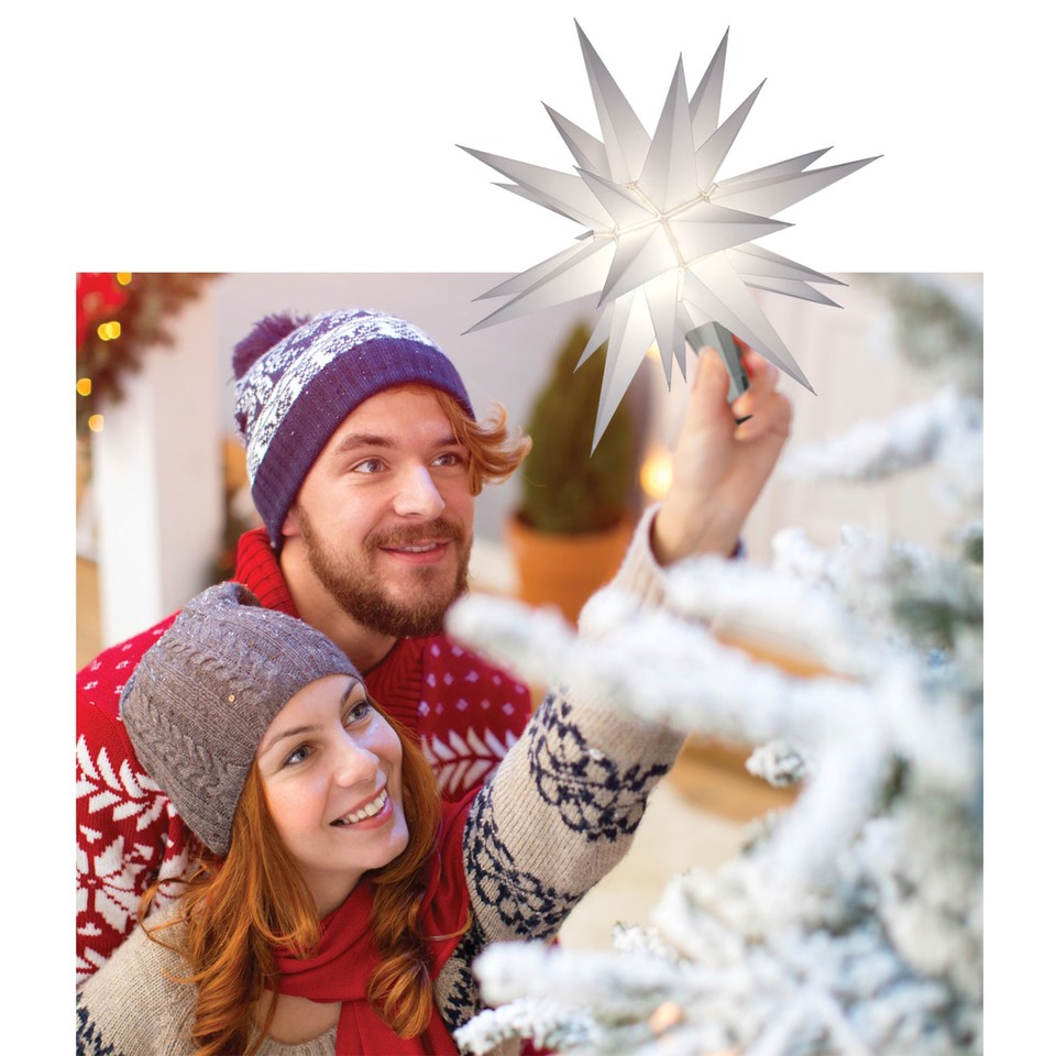 Keystone Holiday 12 Inch Prelit LED Holiday Star Tree Topper, White ...