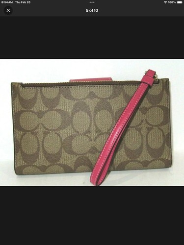 Coach Tech Phone Wallet In Colorblock Signature Canvas Im/Khaki/Fuchsia ...