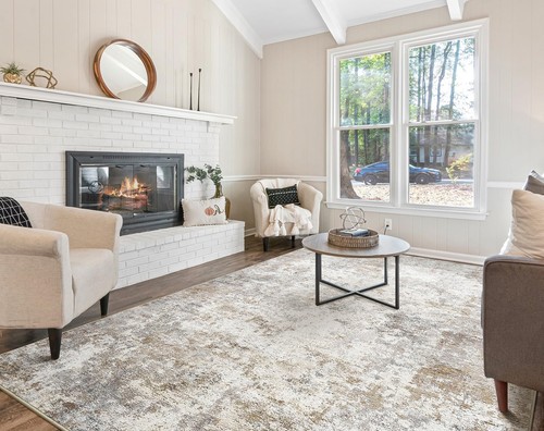 9x12 Area Rug Living Room Rugs - Washable Neutral Modern Abstract Soft ...