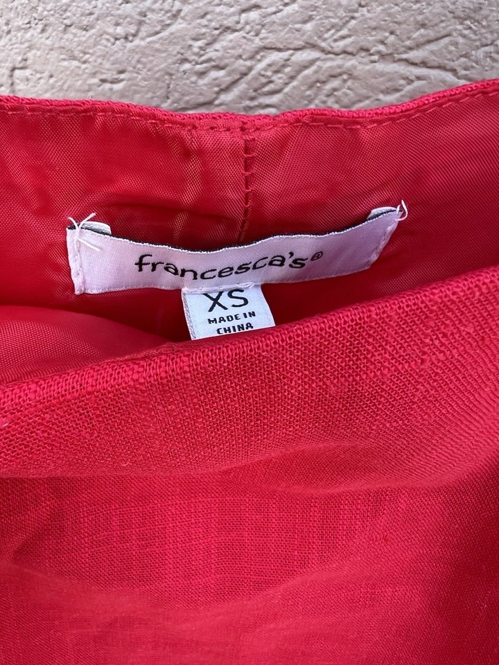 Francesca’s Women’s Red Linen Blend Skort XS High Waist Mini Skirt ...