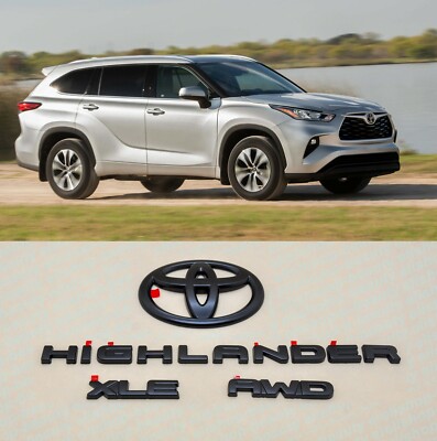 Matte Black out 2020-2022 Highlander XLE AWD Overlay Emblem Kit PT948 ...