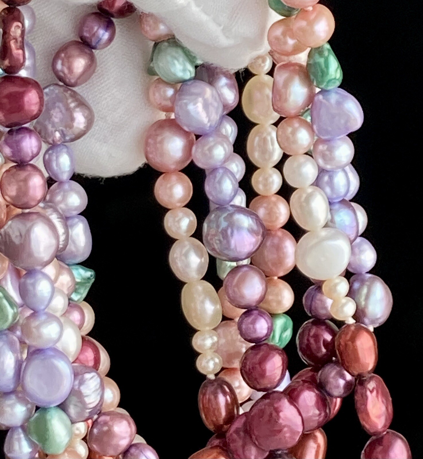 LUCORAL Co Pearl Necklace Strand 100 inch RARE Multi Color 158g Great ...