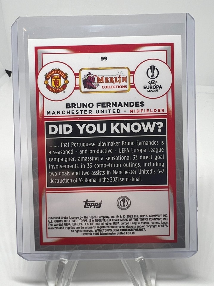 2022-23 Topps Chrome Merlin UEFA Bruno Fernandes Aqua Prism Refractor ...
