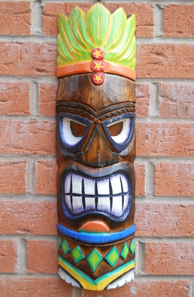 NEW DESIGN Carving Wooden TIKI MASK Small 50 cm Wall Decoration ...