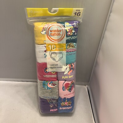 Wonder Nation Briefs Underwear Size 16 Girls Tag free Panties 10-Pack | eBay