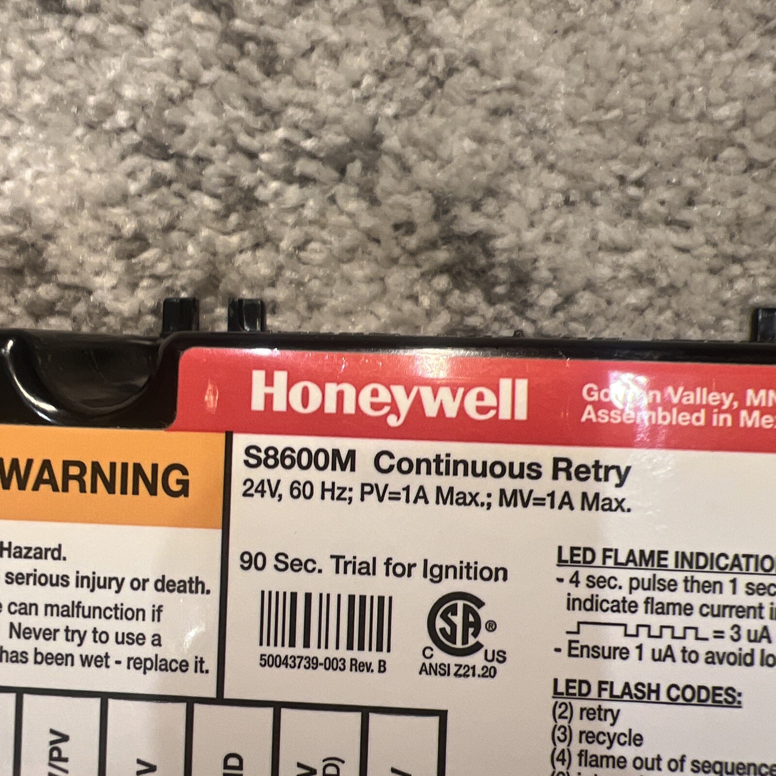 Honeywell S8600M Continuous Retry Furnace Control Module S8600M3001 | eBay