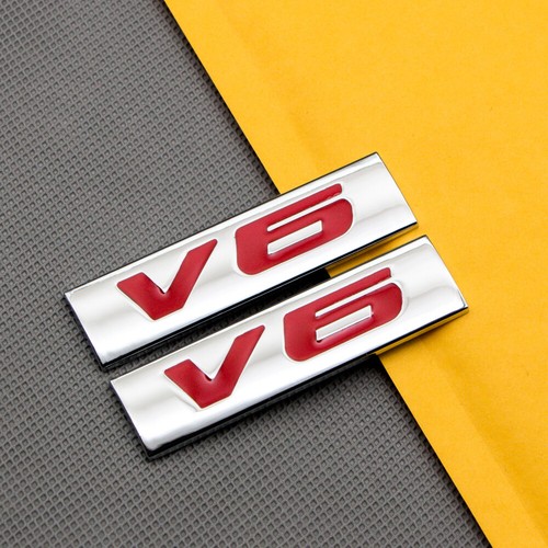 2x Chrome Red Metal V6 Engine Badge Sticker Fender Trunk 4wd Sport ...
