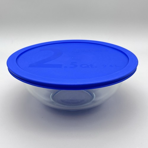 Pyrex #325 2.5 Qt Clear Rimmed Medium Nesting 9.75" Mixing Bowl Blue ...