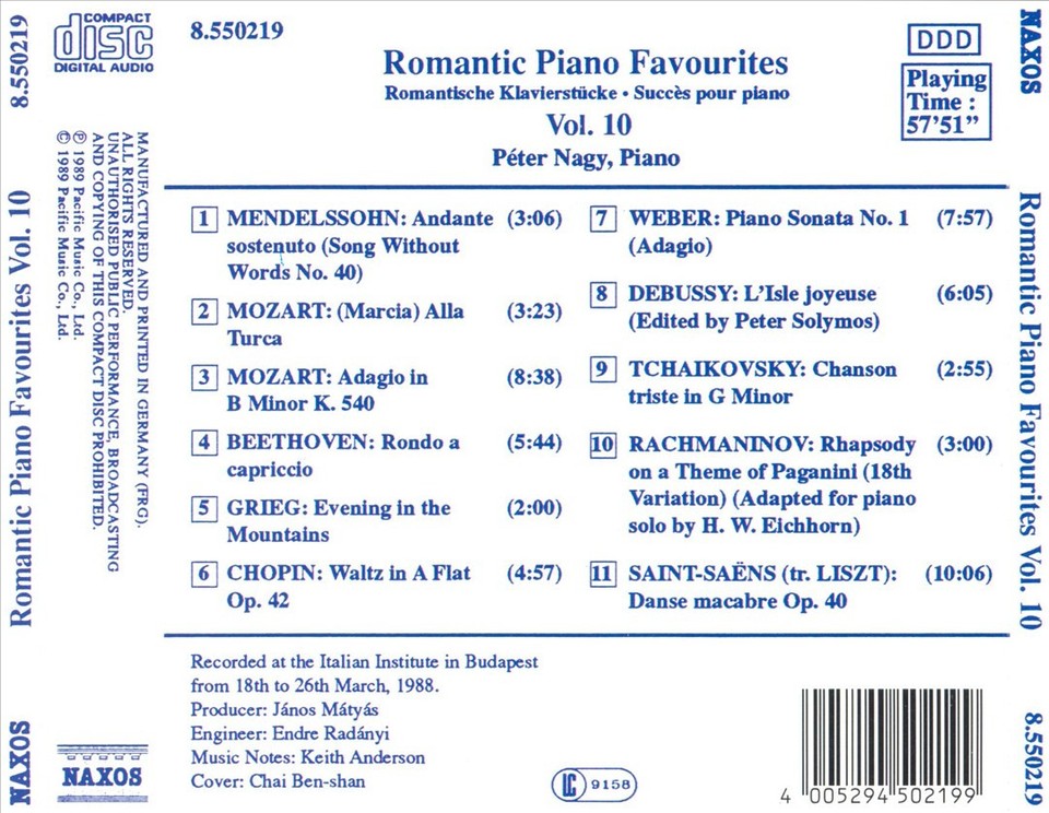 ROMANTIC PIANO FAVOURITES, VOL. 10 NEW CD | eBay
