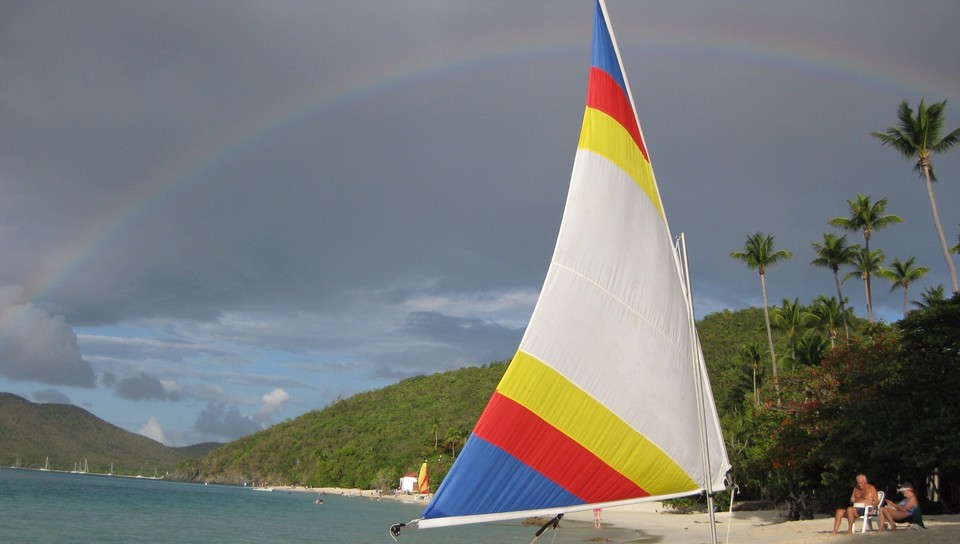 Sail for Super Snark & Sea Snark. 45 SF - White with Rainbow Stripes ...