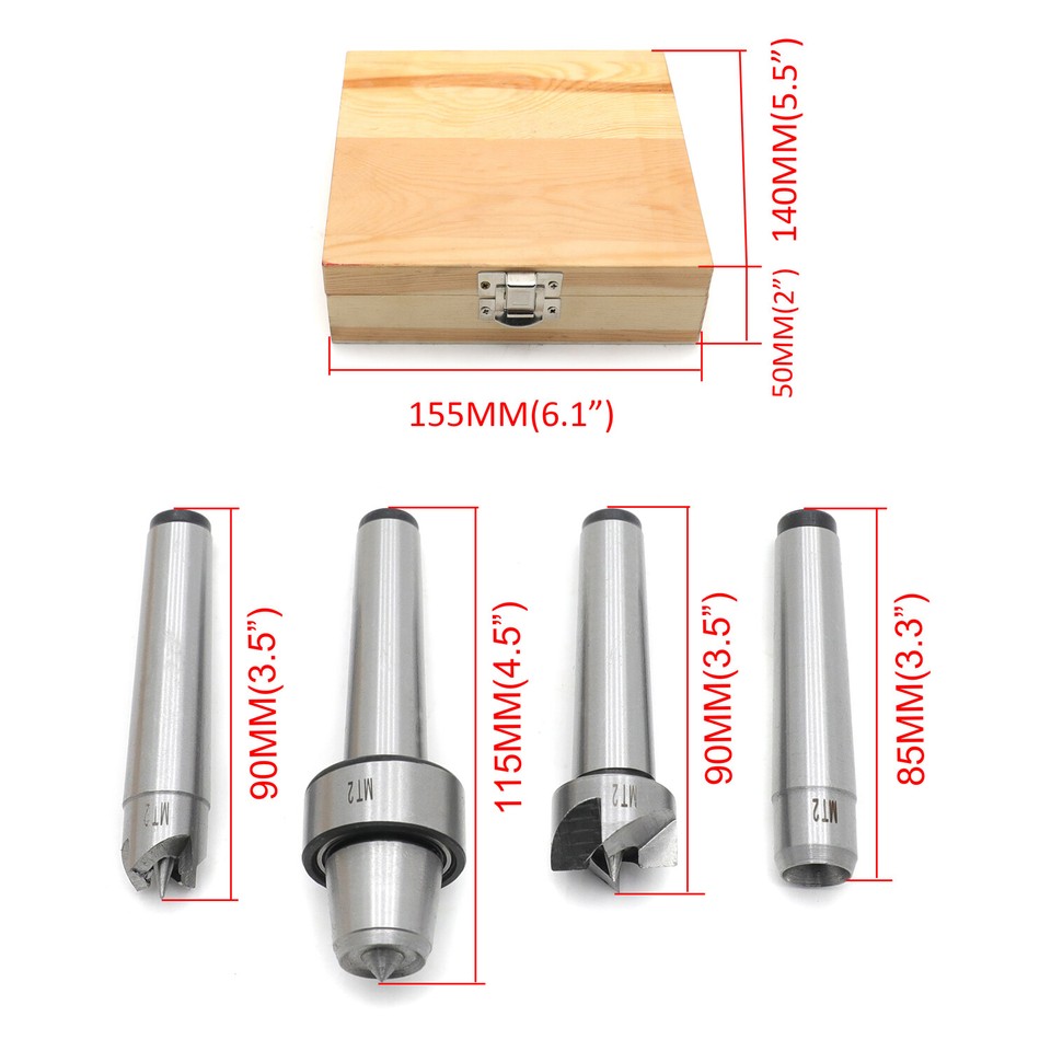 MT2 Wood Lathe Live Center Drive Spur Cup Kit Arbor Case Wooden Turning ...