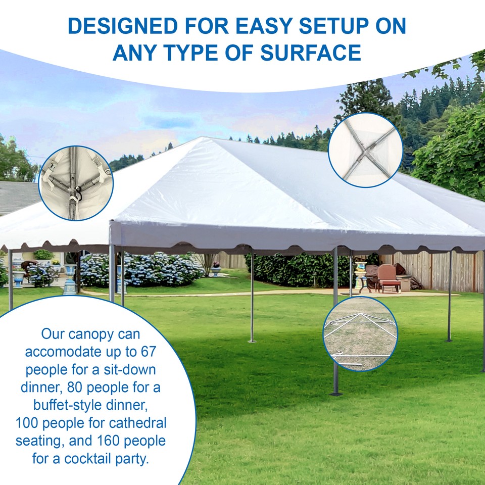 Commercial Frame Tent w Sidewalls 20x40 White Canopy Waterproof Event ...